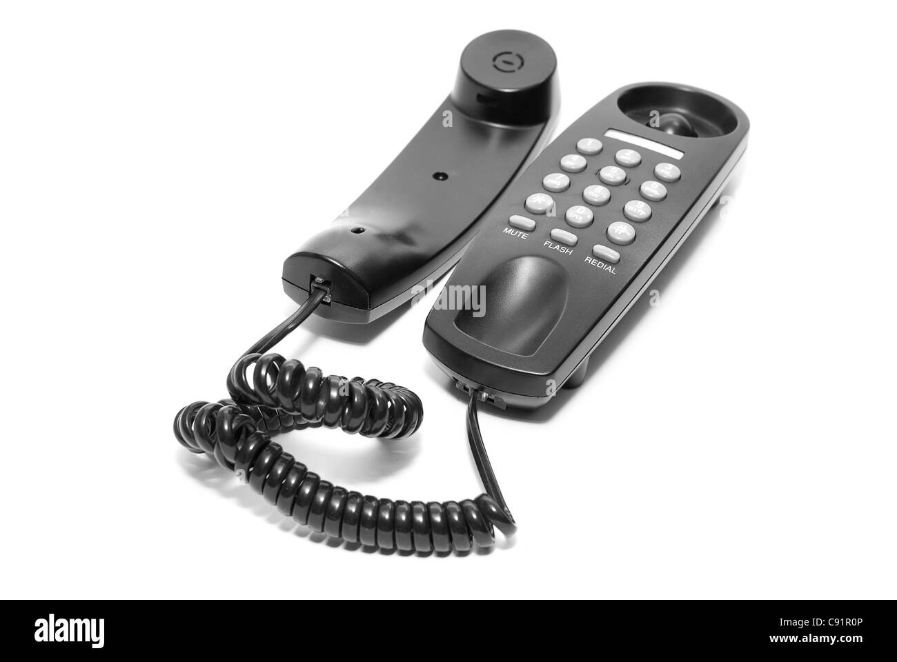black office phone isolated on white background Stock Photo - Alamy