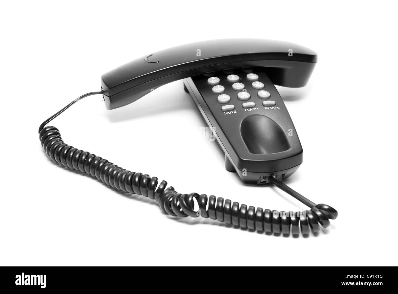 black office phone isolated on white background Stock Photo - Alamy