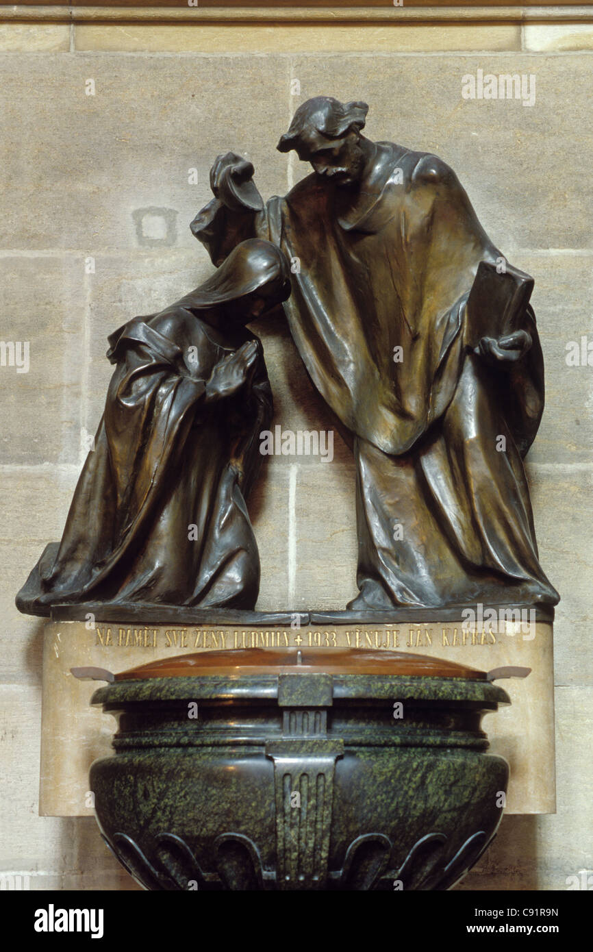 Baptism of Saint Ludmila by Saint Methodius. Statue in Saint Vitus ...