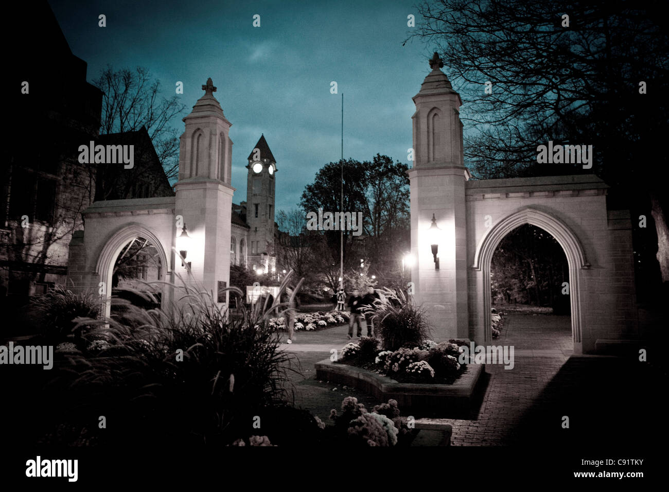 sample gates lit at night Bloomington Indiana downtown night evening ...