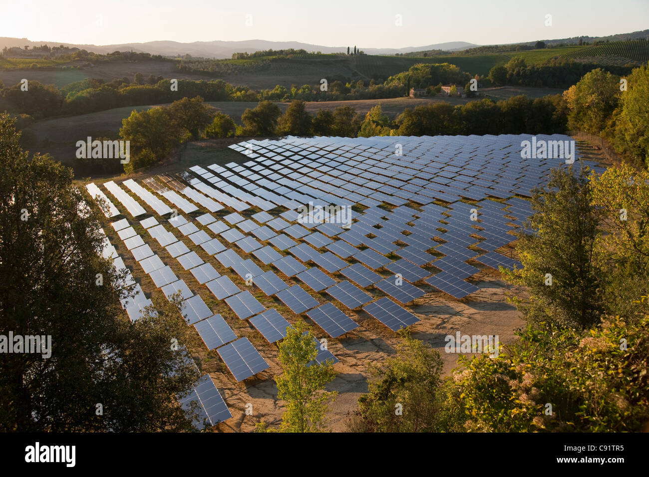 Aerial view of field of solar panels Stock Photo - Alamy