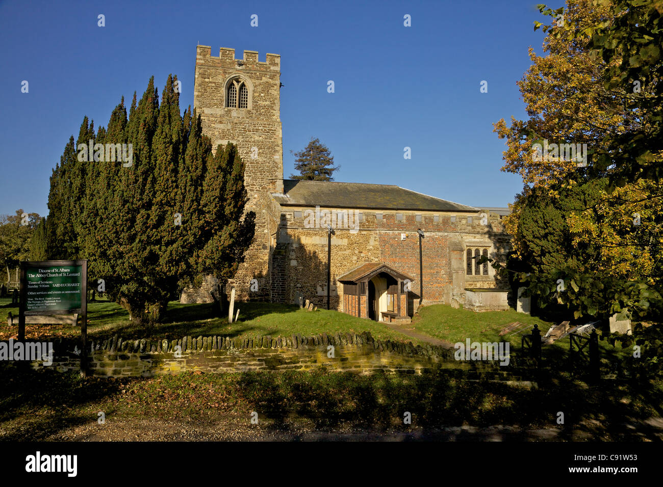 The Abbey Church of St Leonard, Upper Caldecote, England Stock Photo ...