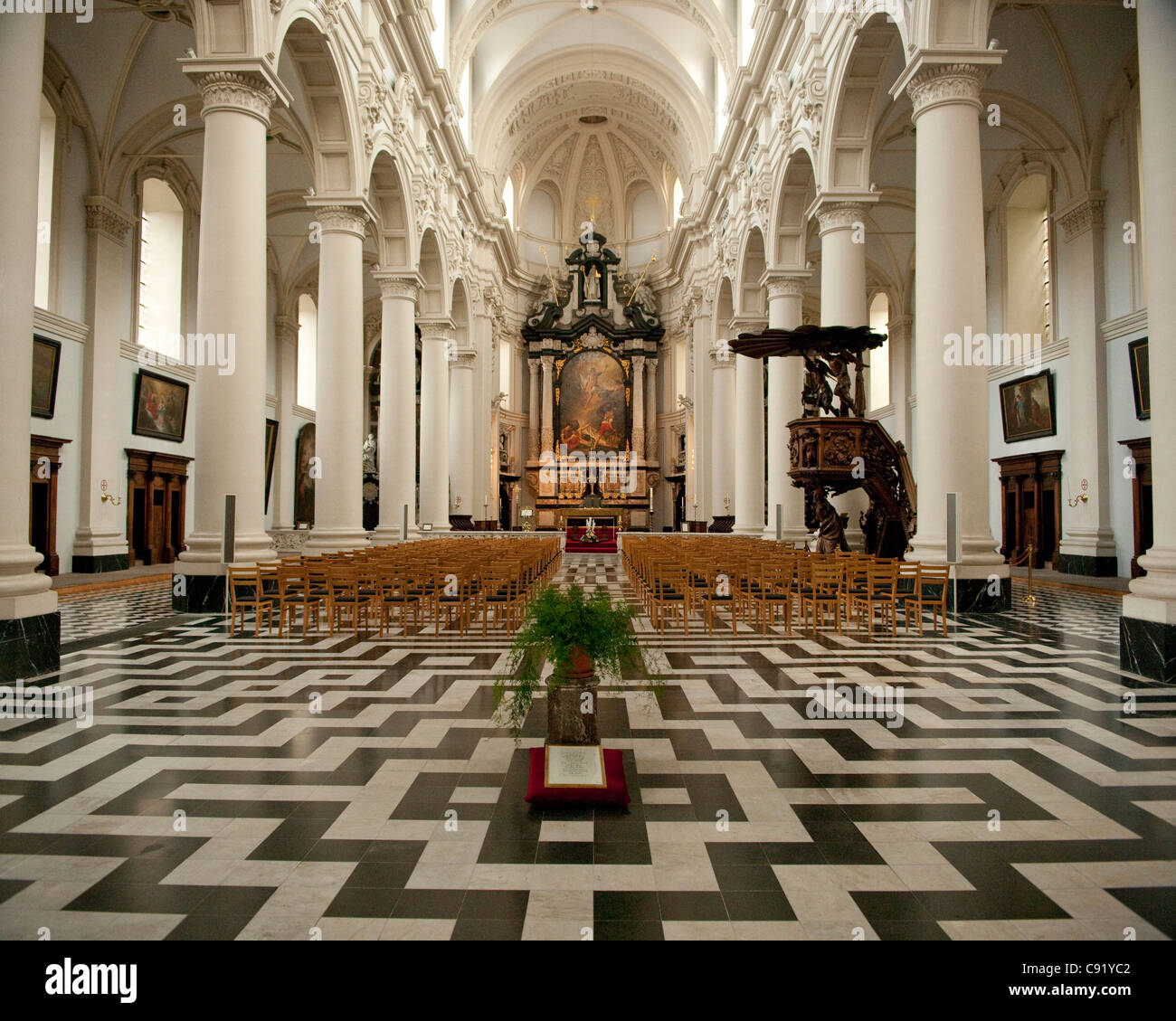 St. Walburga church at St. Maartensplein in Bruges is a baroque church ...
