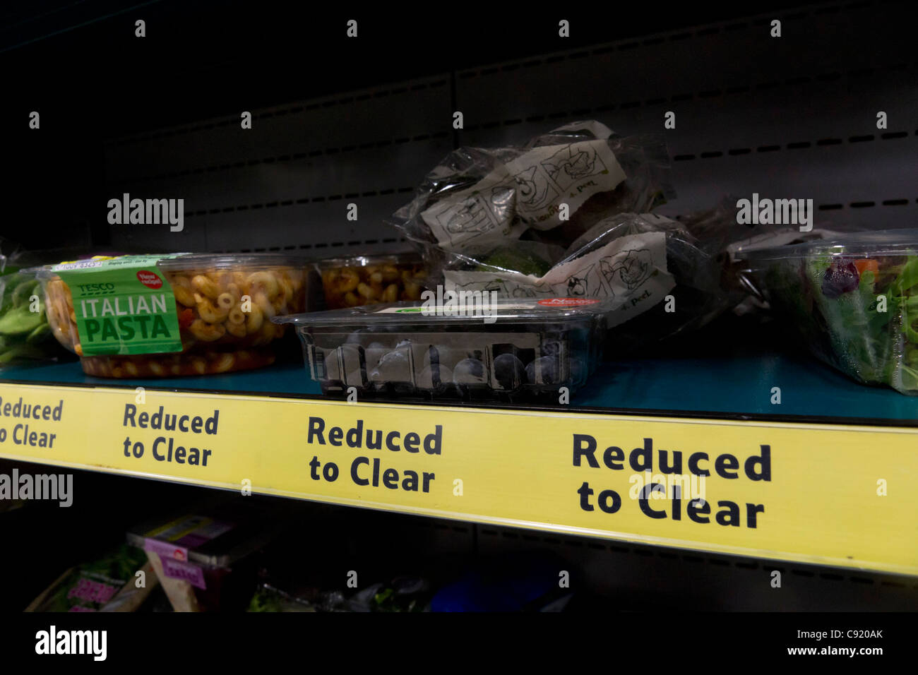 Short-dated and damaged food items for sale cheaply on supermarket ...