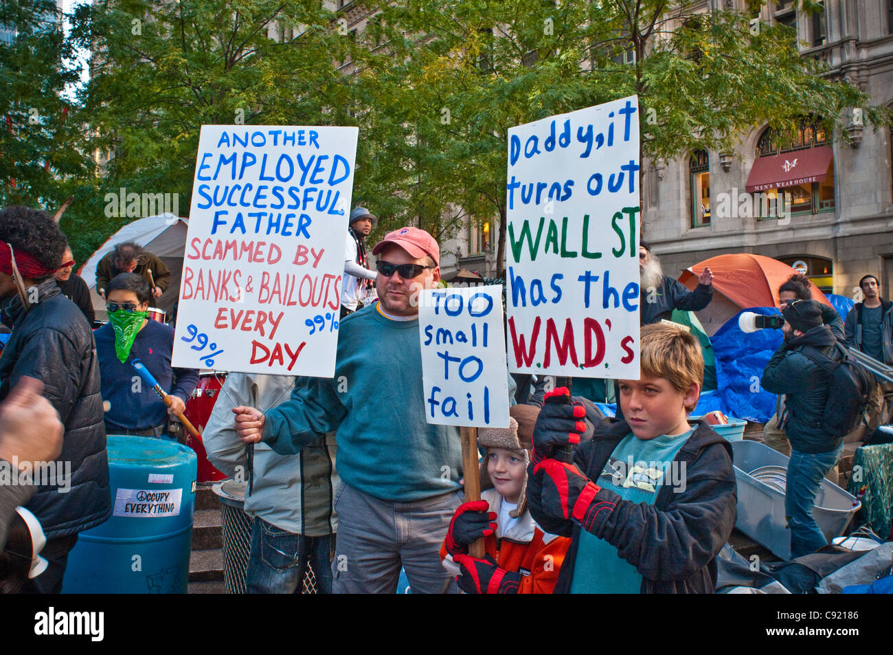 Occupy Wall Street OWS protest demonstration, Zuccotti Park, Manhattan ...