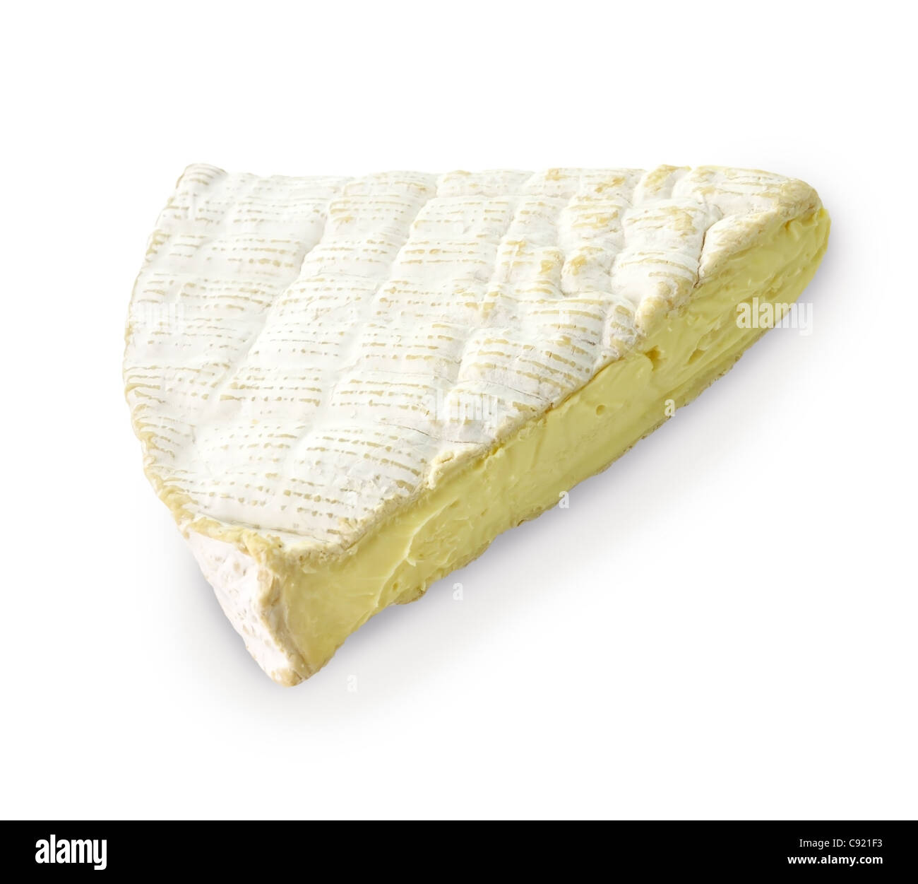 Slice Of French Brie Cheese On White Background Stock Photo - Alamy