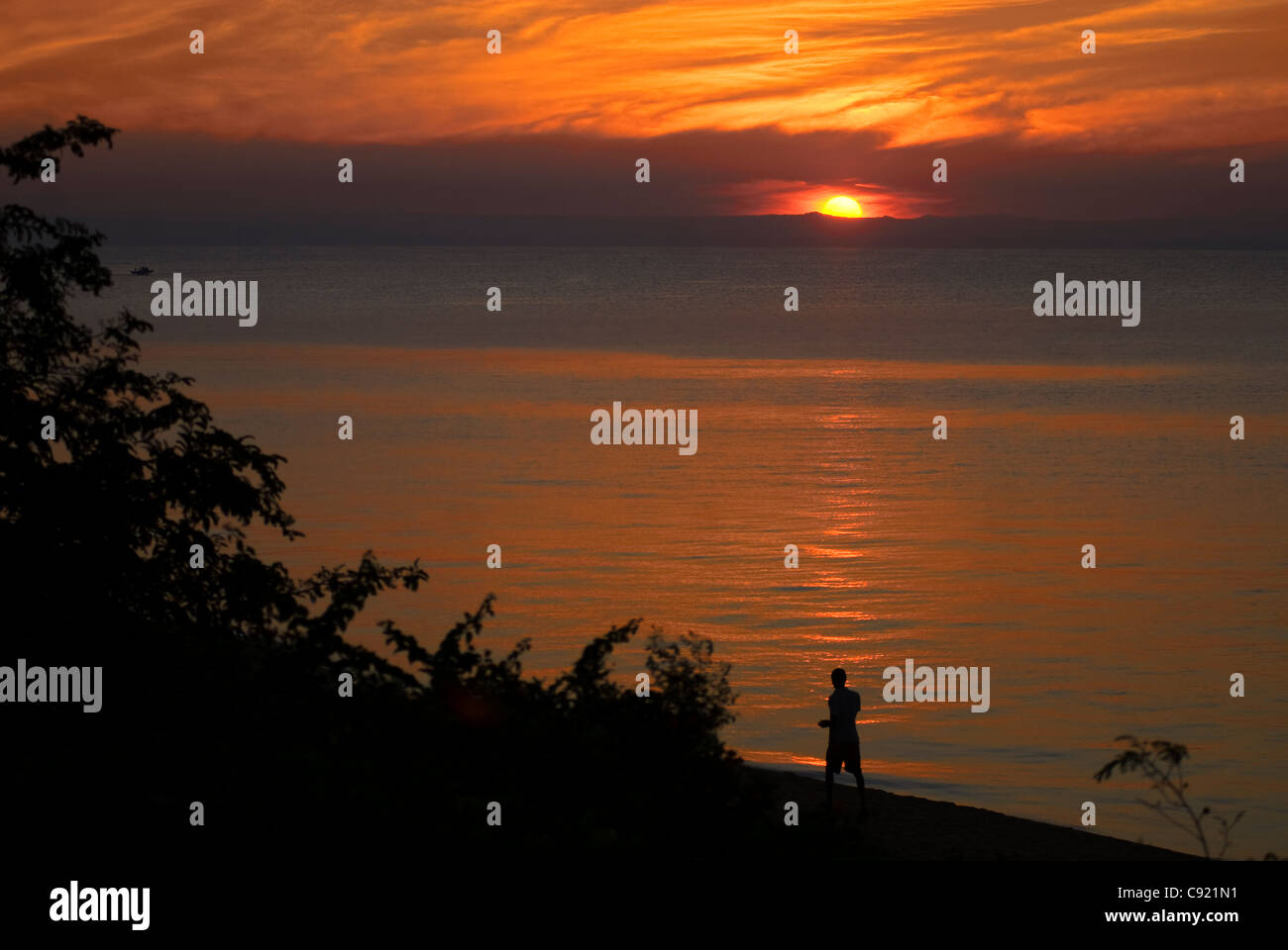 The shore at Senga Bay is a beautiful part of Lake Malawi in central ...