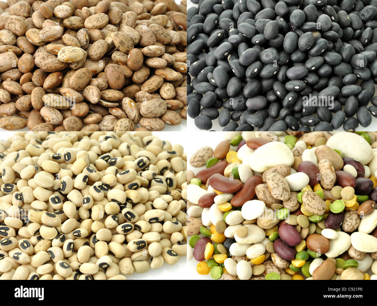 Assortment Of Raw Beans On White Background Stock Photo - Alamy