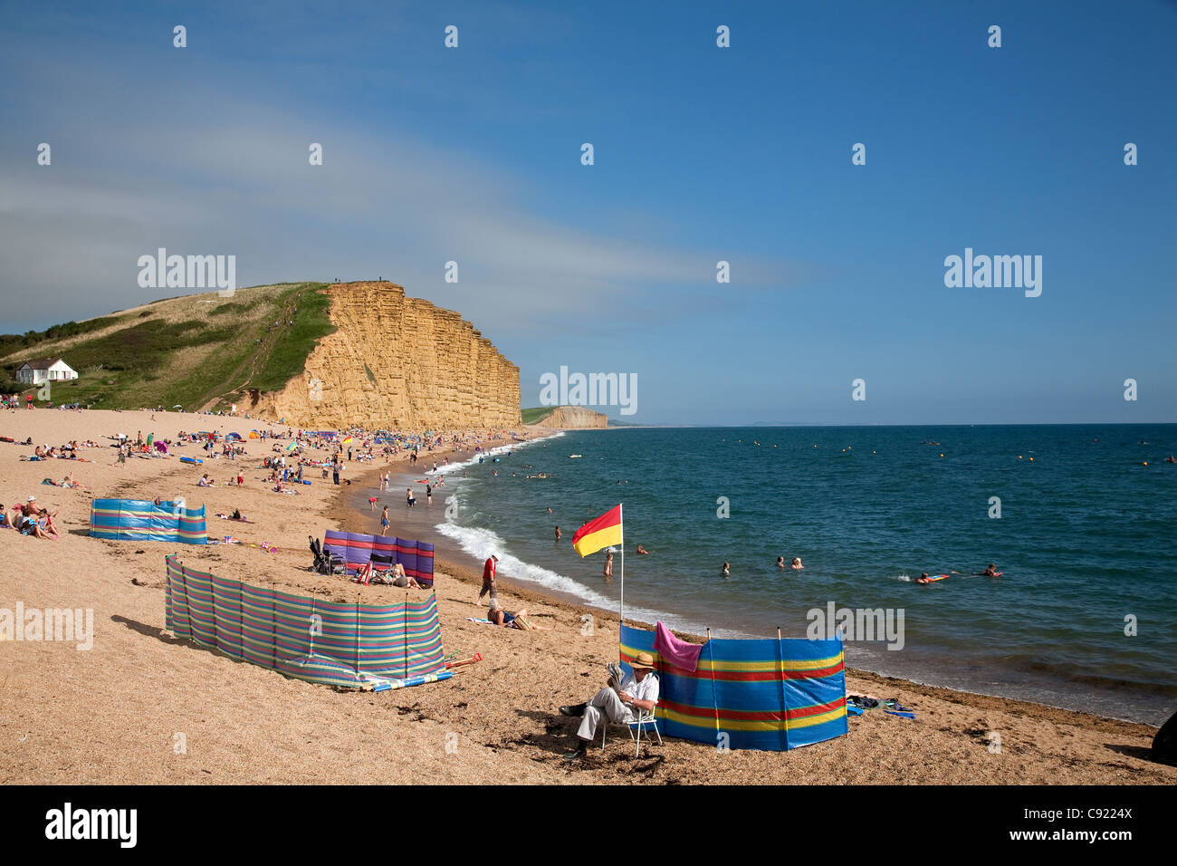 West Bay is a popular beach on the Dorset Jurassic coastline Stock ...