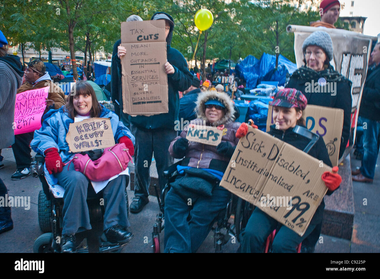 Occupy Wall Street OWS protest demonstration, Zuccotti Park, Manhattan ...