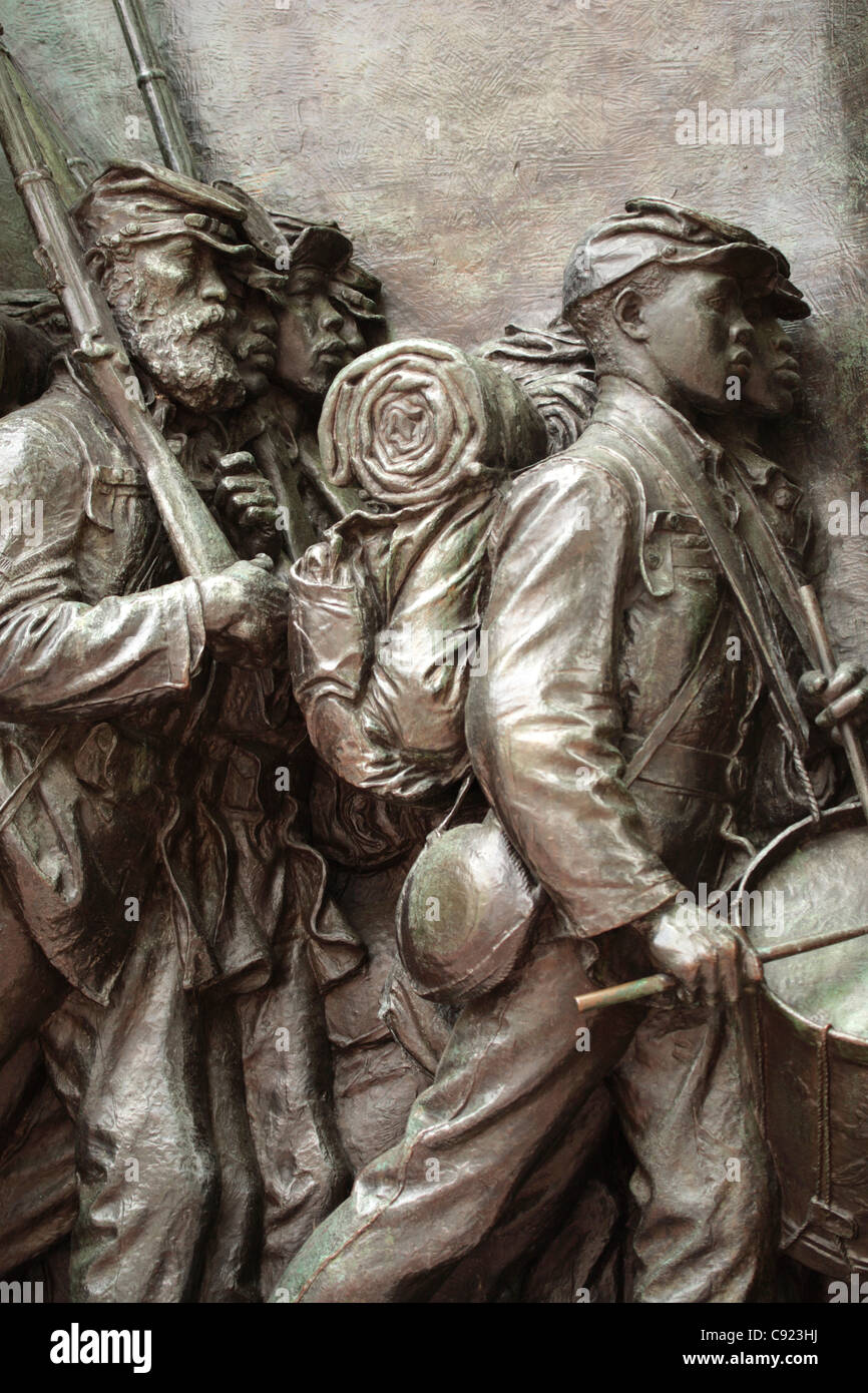 The Robert Gould Shaw Memorial is a bronze relief sculpture honoring ...