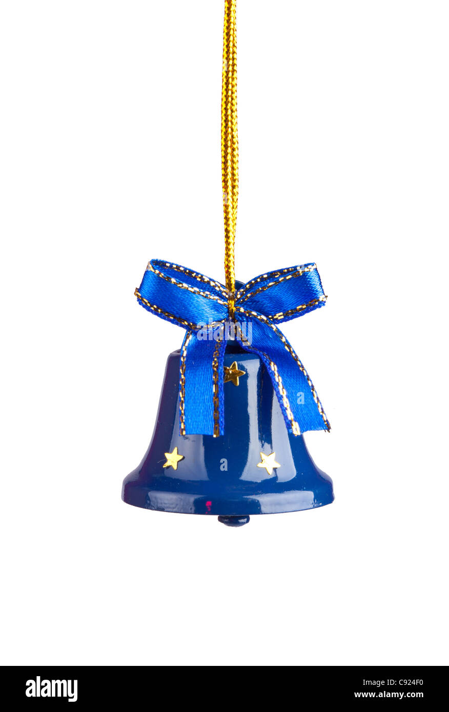 Blue Christmas Bells isolated on white Stock Photo - Alamy