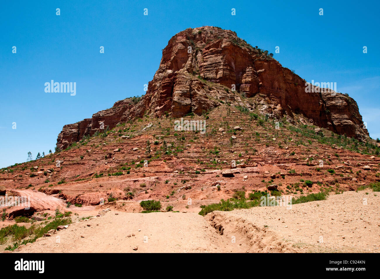 The long climb up to the rock-hewn church of Debre Tsion Abraham in the ...