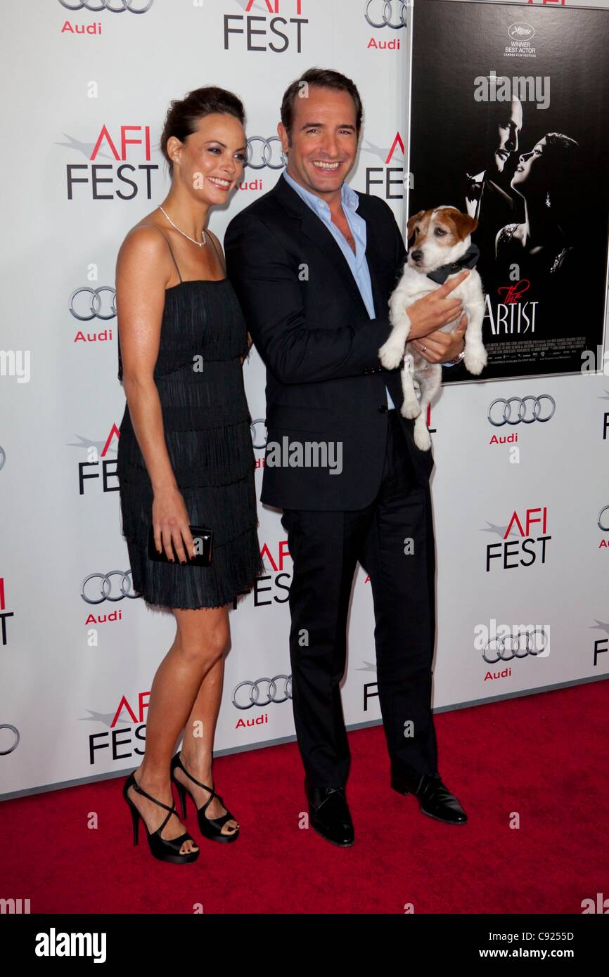Berenice Bejo, Jean Dujardin, Uggie the dog at arrivals for THE ARTIST ...