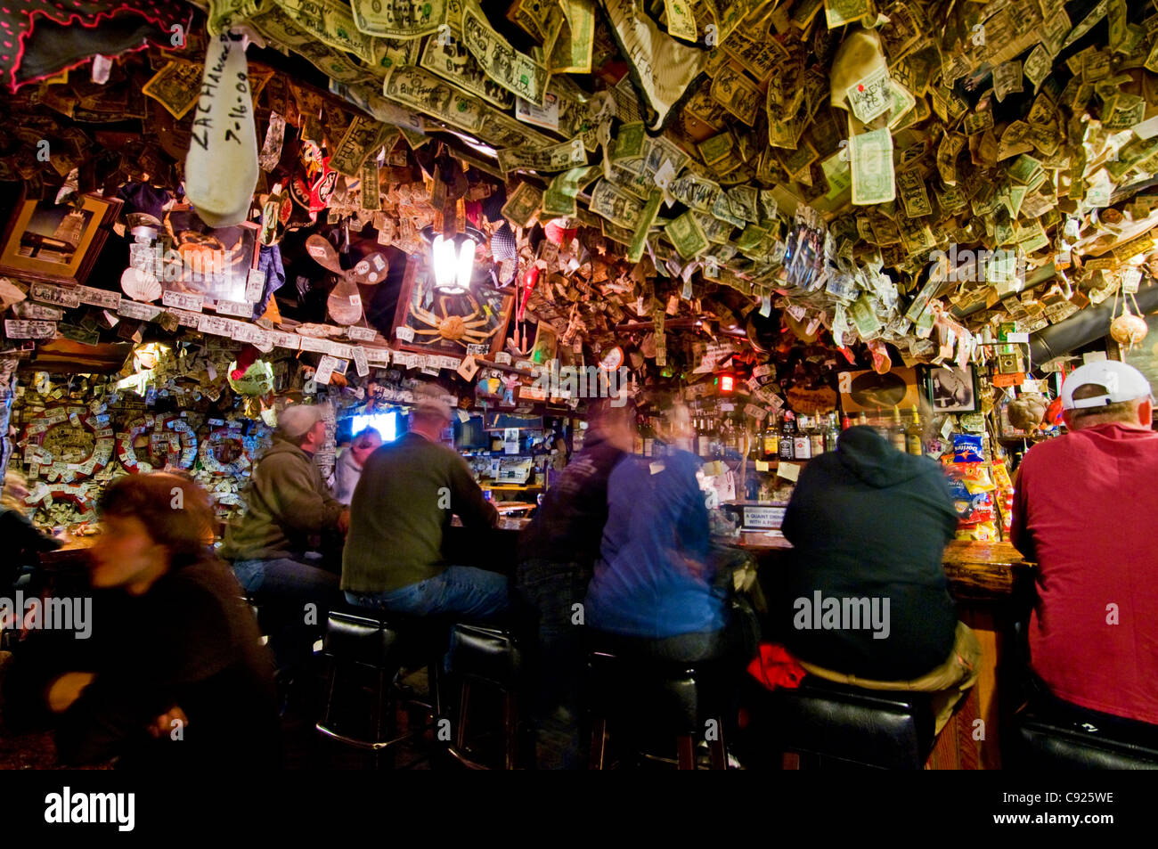 An interior view of the patrons and decor of the famous Salty Dawg ...