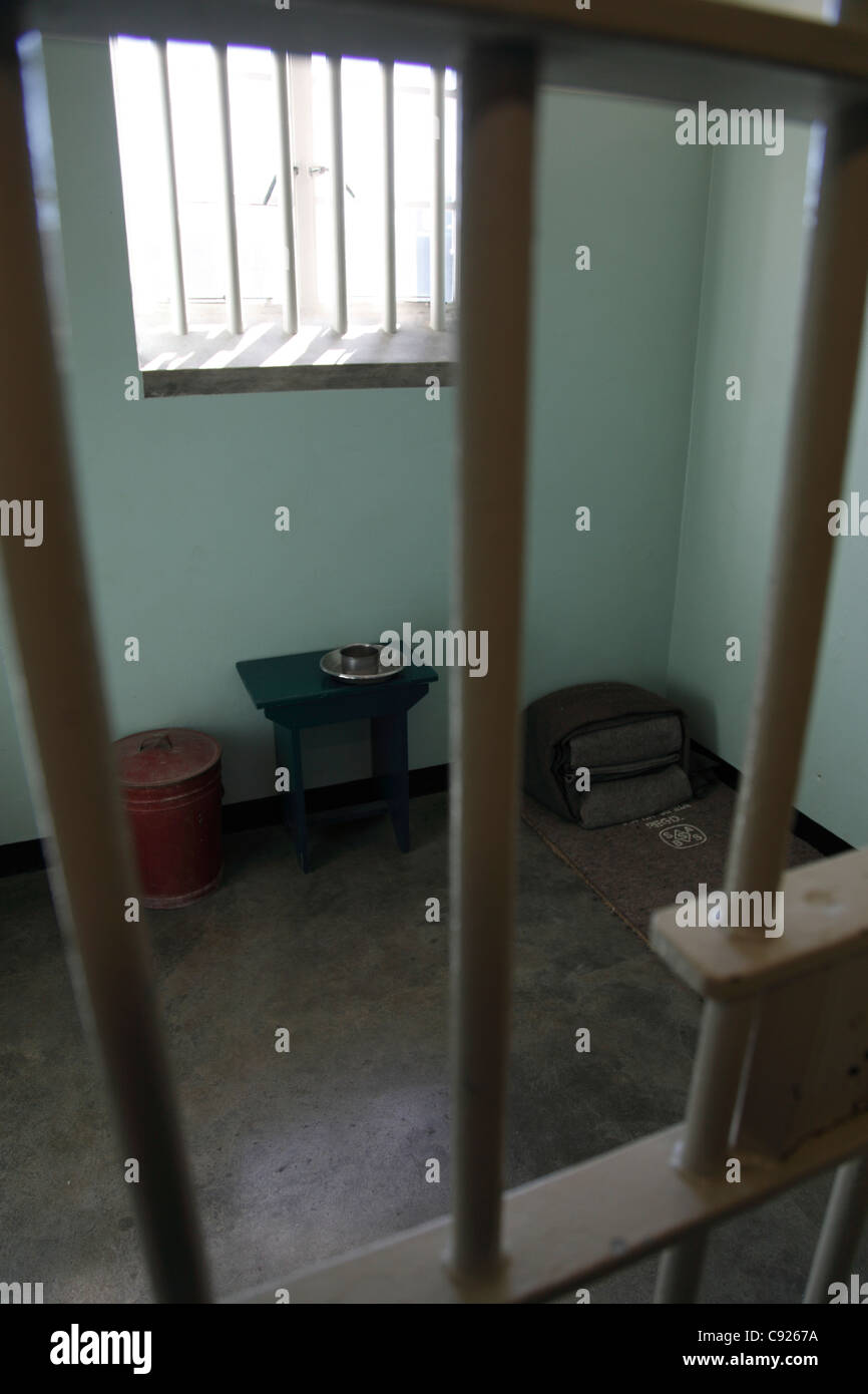 The cell at Robben Island Prison where Nelson Mandela spent years ...
