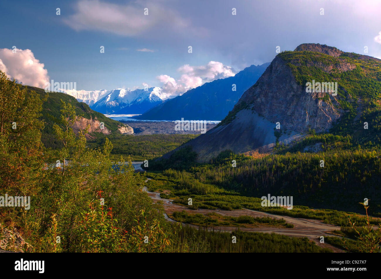 View of Matanuska Glacier from the Glenn Highway. Southcnetral Alaska ...