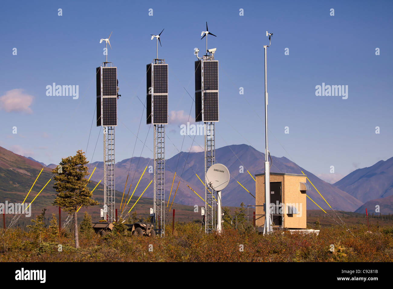 View of a solar and wind generation camera site near Rainy Pass and ...