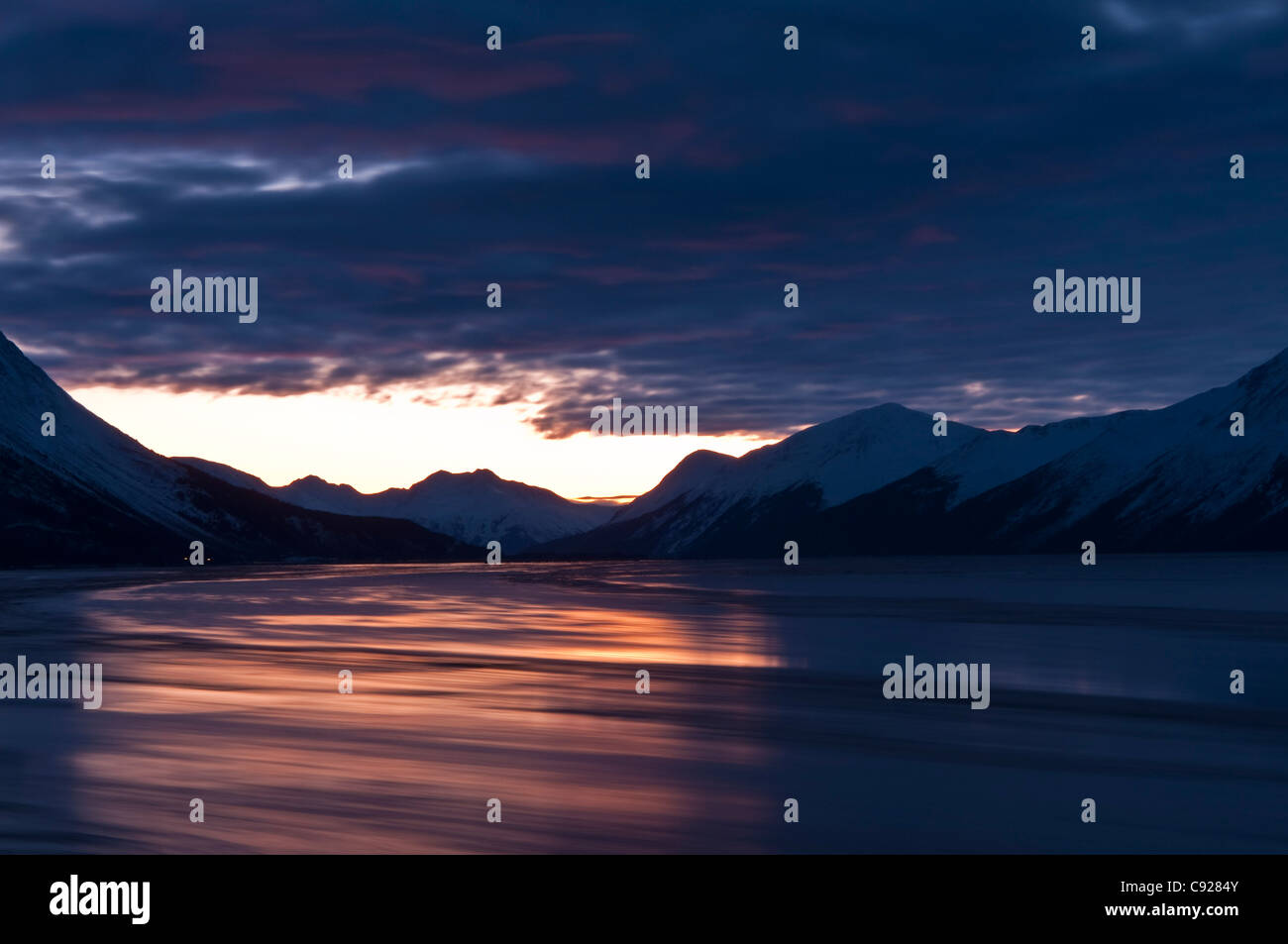 Outgoing tide just before sunrise along Turnagain Arm, Chugach ...