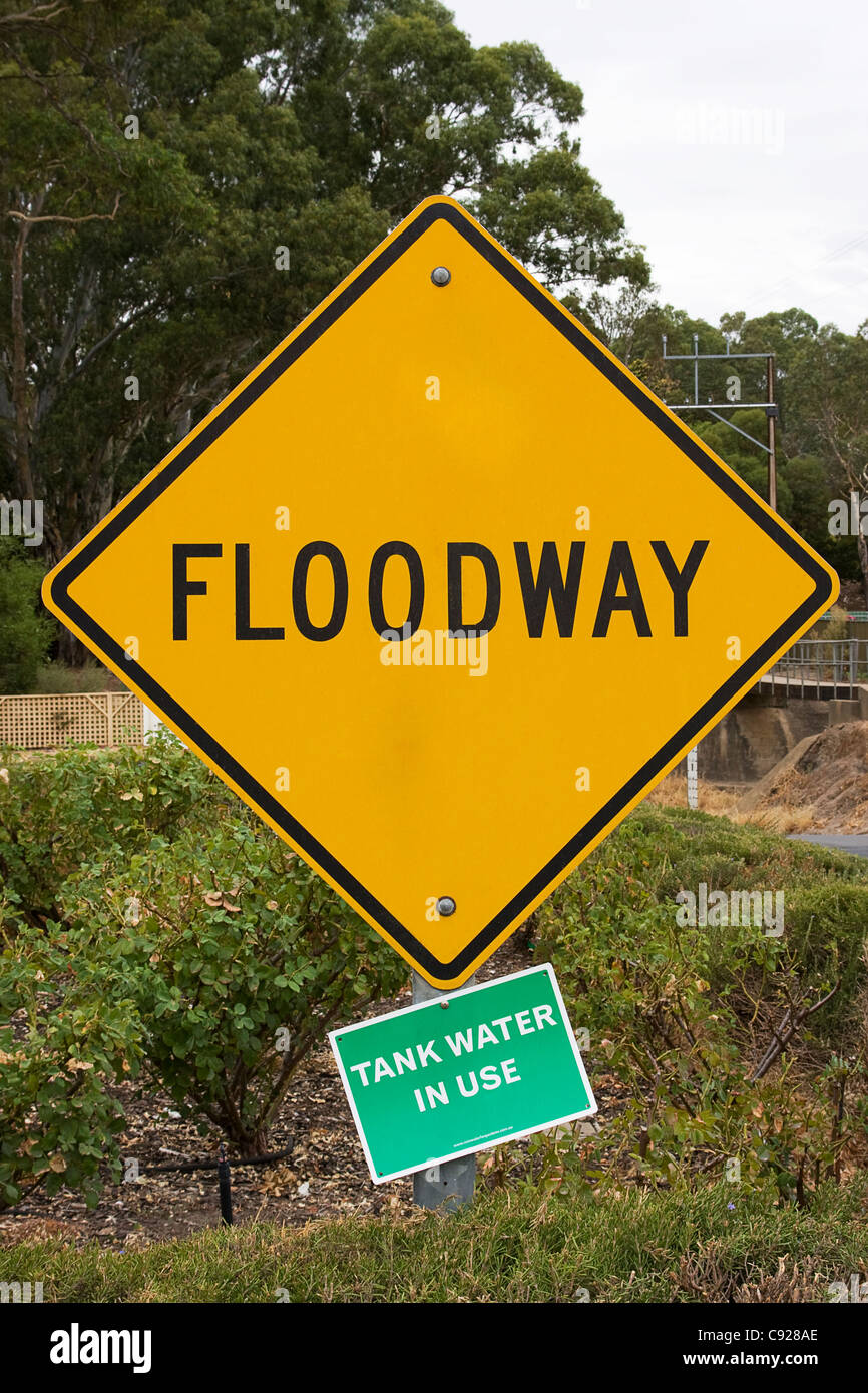 Australia, South Australia, Clare Valley, Clare, Floodway sign Stock ...