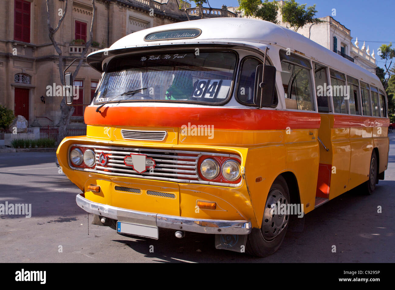 A British Leyland bus on the 84 route from Raba to Valletta. Public ...