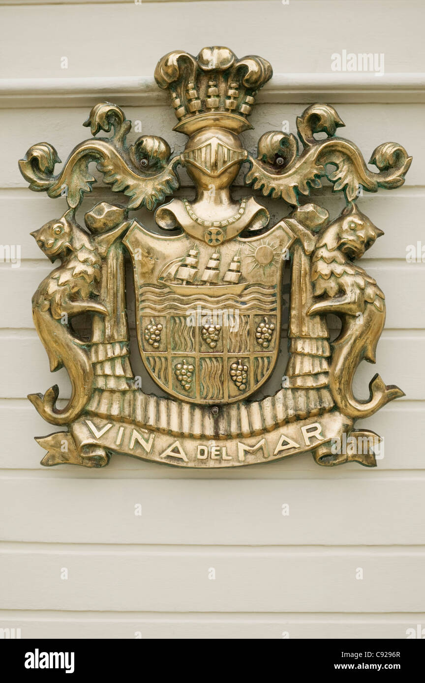 Chile, Vina del Mar, coat of arms at Palacio Rioja Stock Photo - Alamy