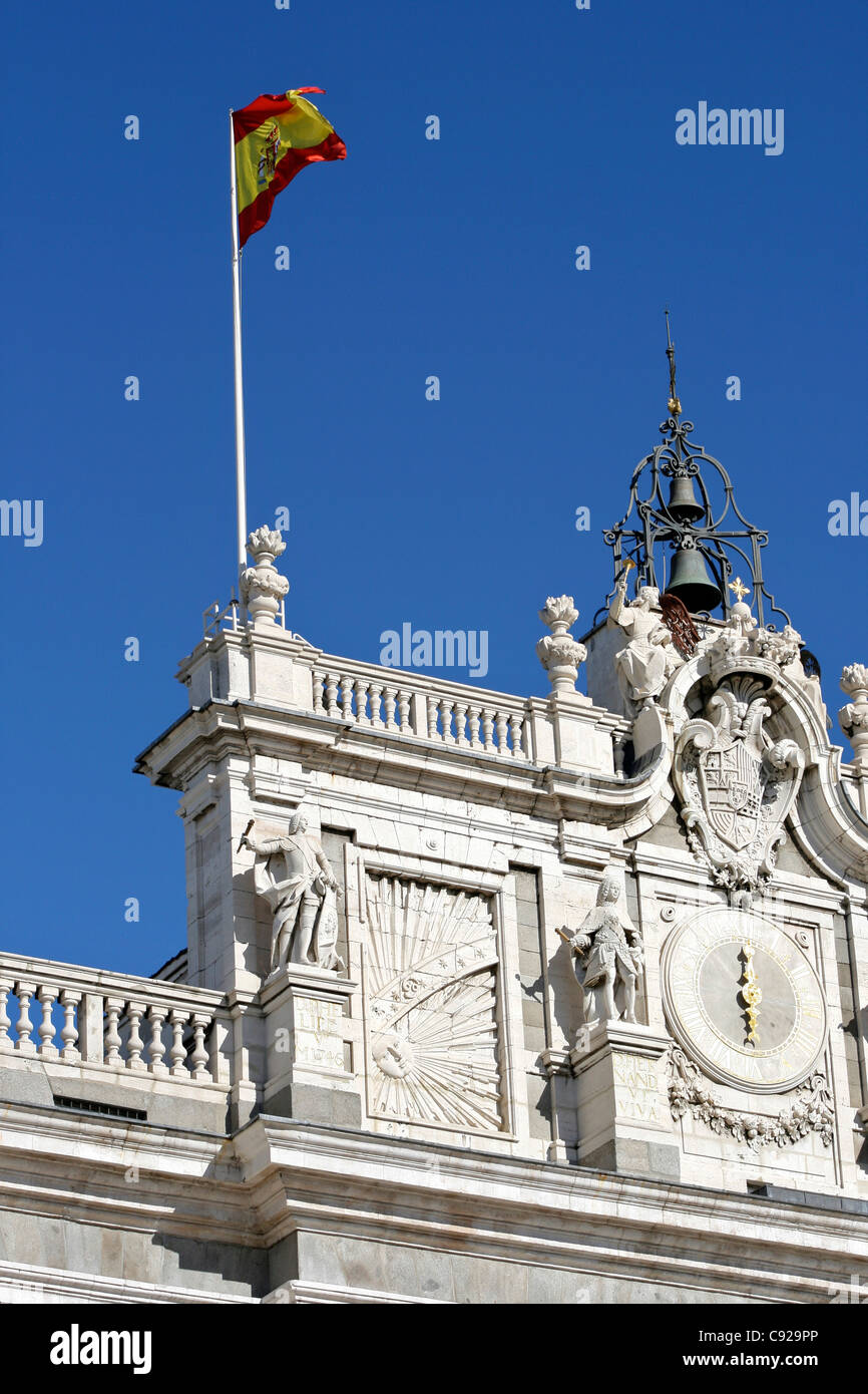 Finely sculpted limestone and granite exterior with clock and Spansh ...