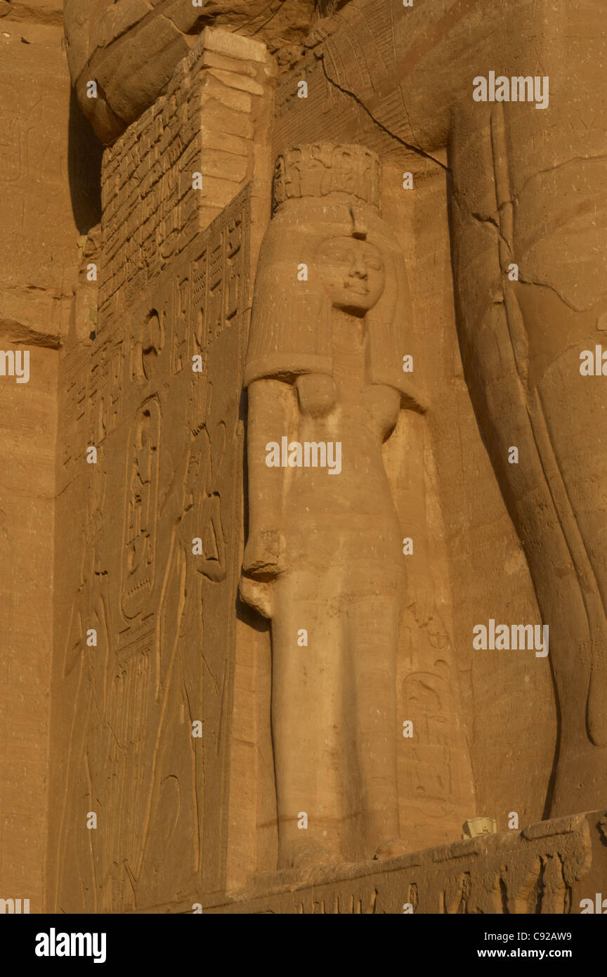 Egyptian Art. Temple of Ramses II. Nefertari. Statue near the feet of ...