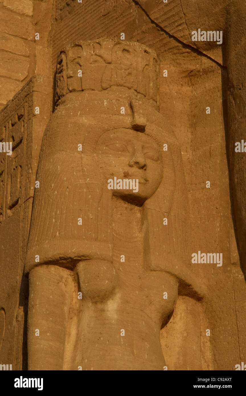 Egyptian Art. Temple of Ramses II. Nefertari. Statue near the feet of ...