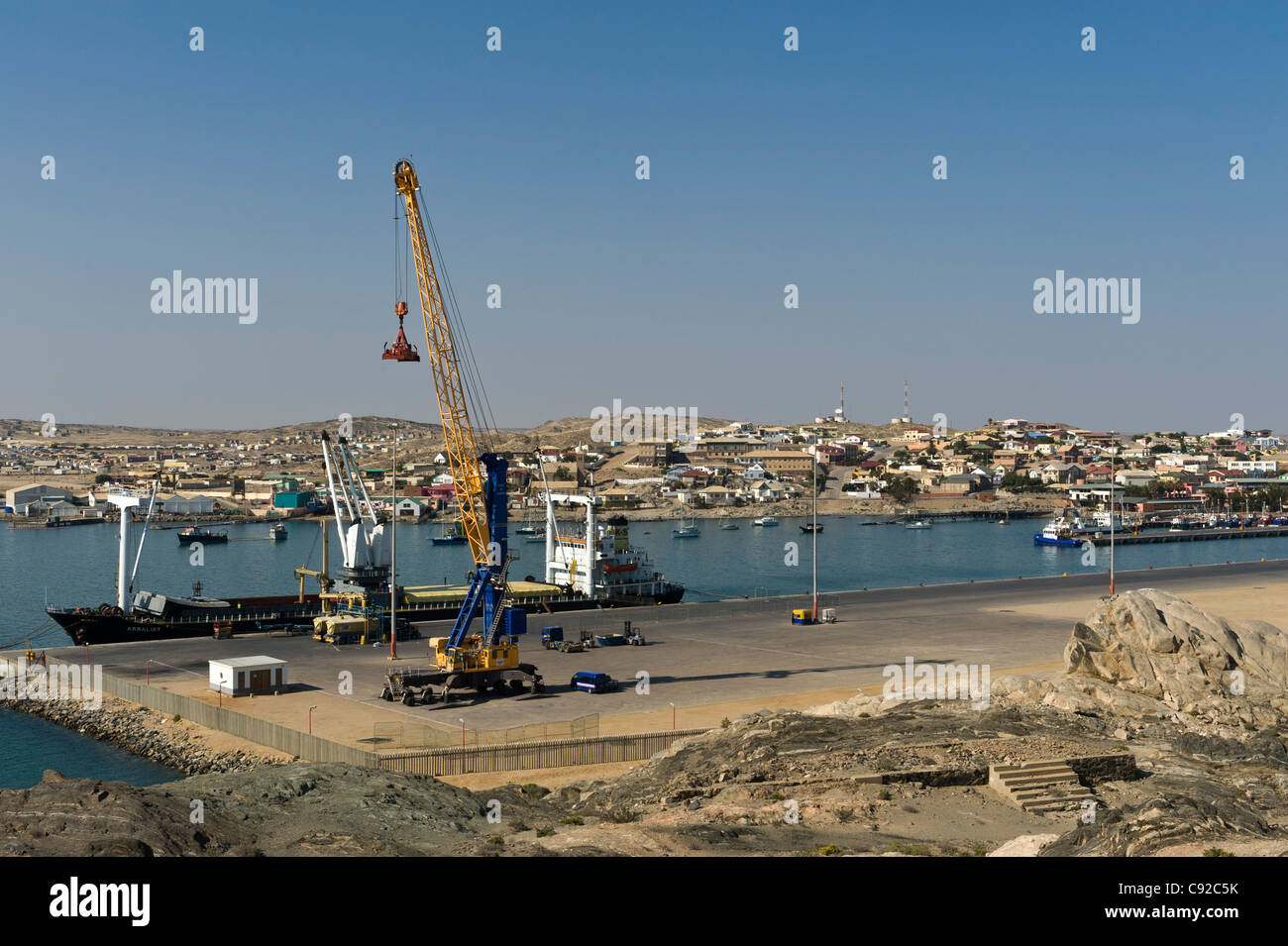 Luederitz harbor and parts of the town Namibia Stock Photo - Alamy