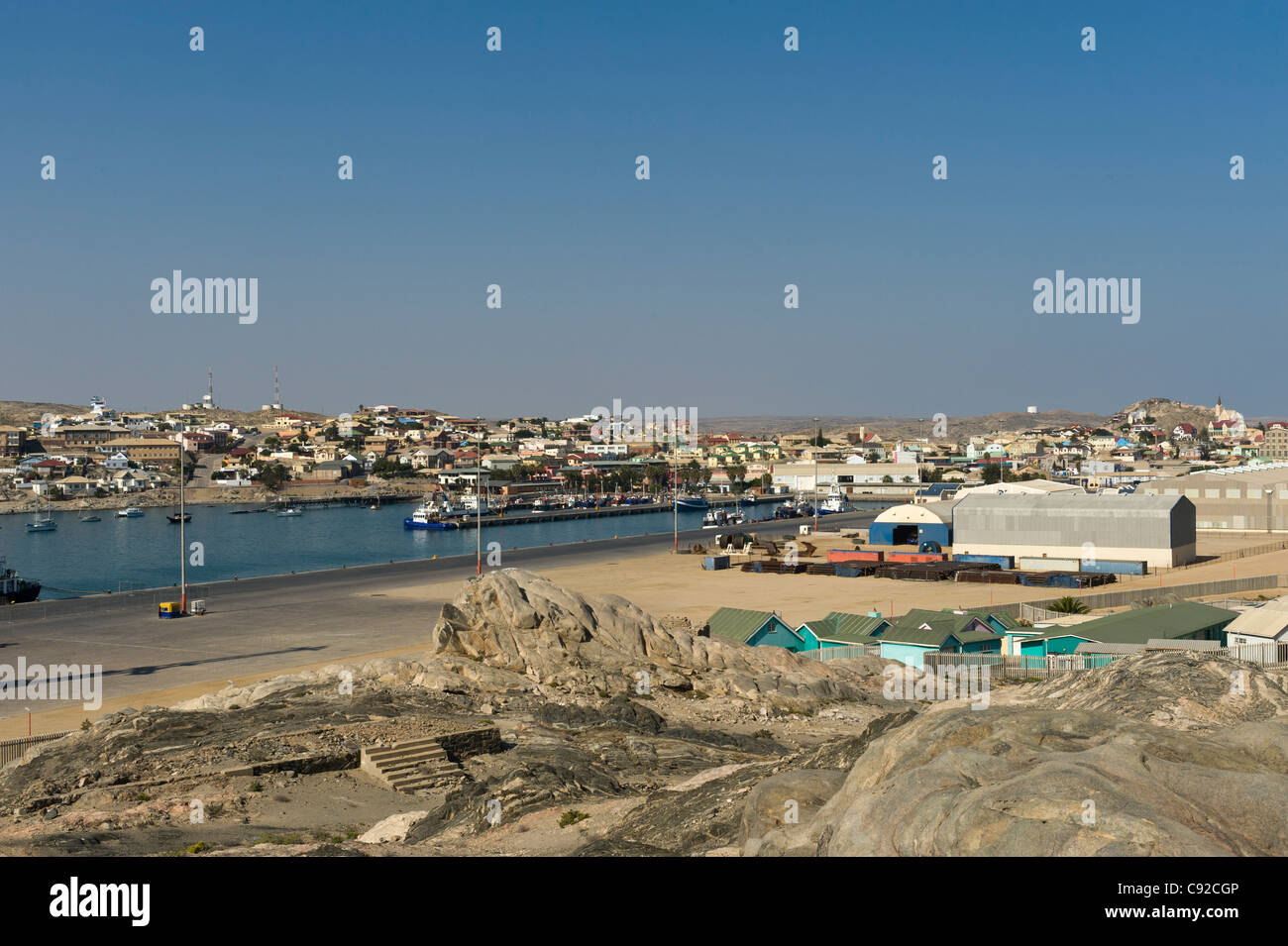 Luederitz harbor and parts of the town Namibia Stock Photo - Alamy