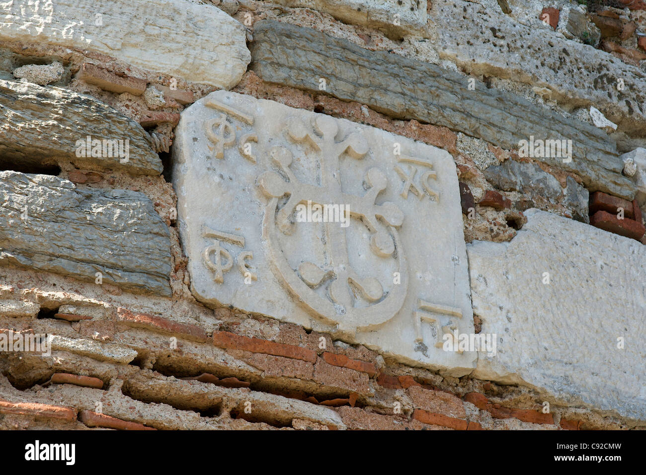 Carved date stone from the 14th century Byzantine fortress the Genoese ...