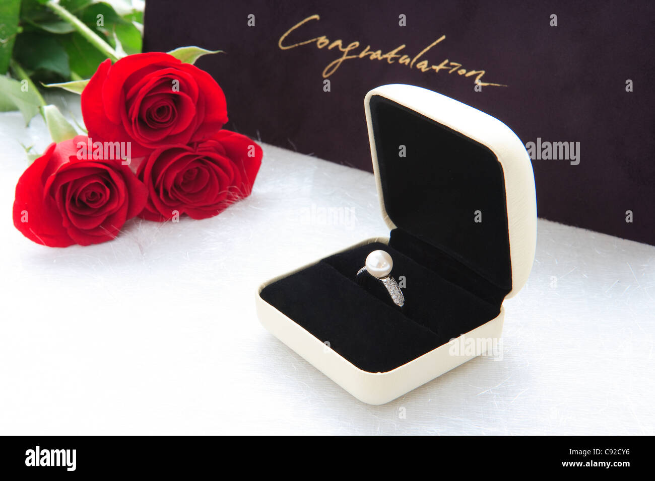 A diamond ring in gift box, studio shot Stock Photo - Alamy