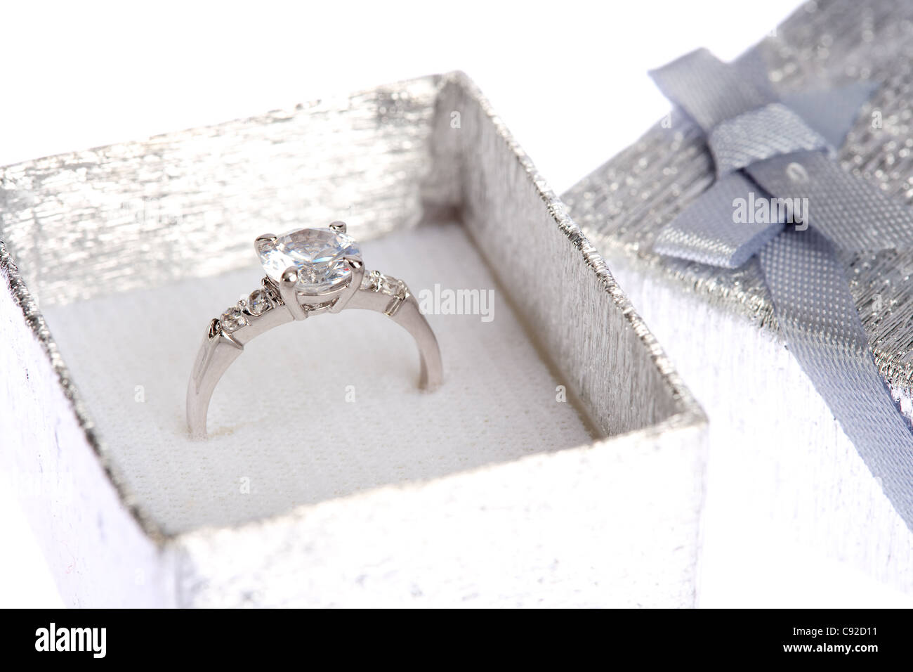 A diamond ring in gift box, studio shot Stock Photo - Alamy