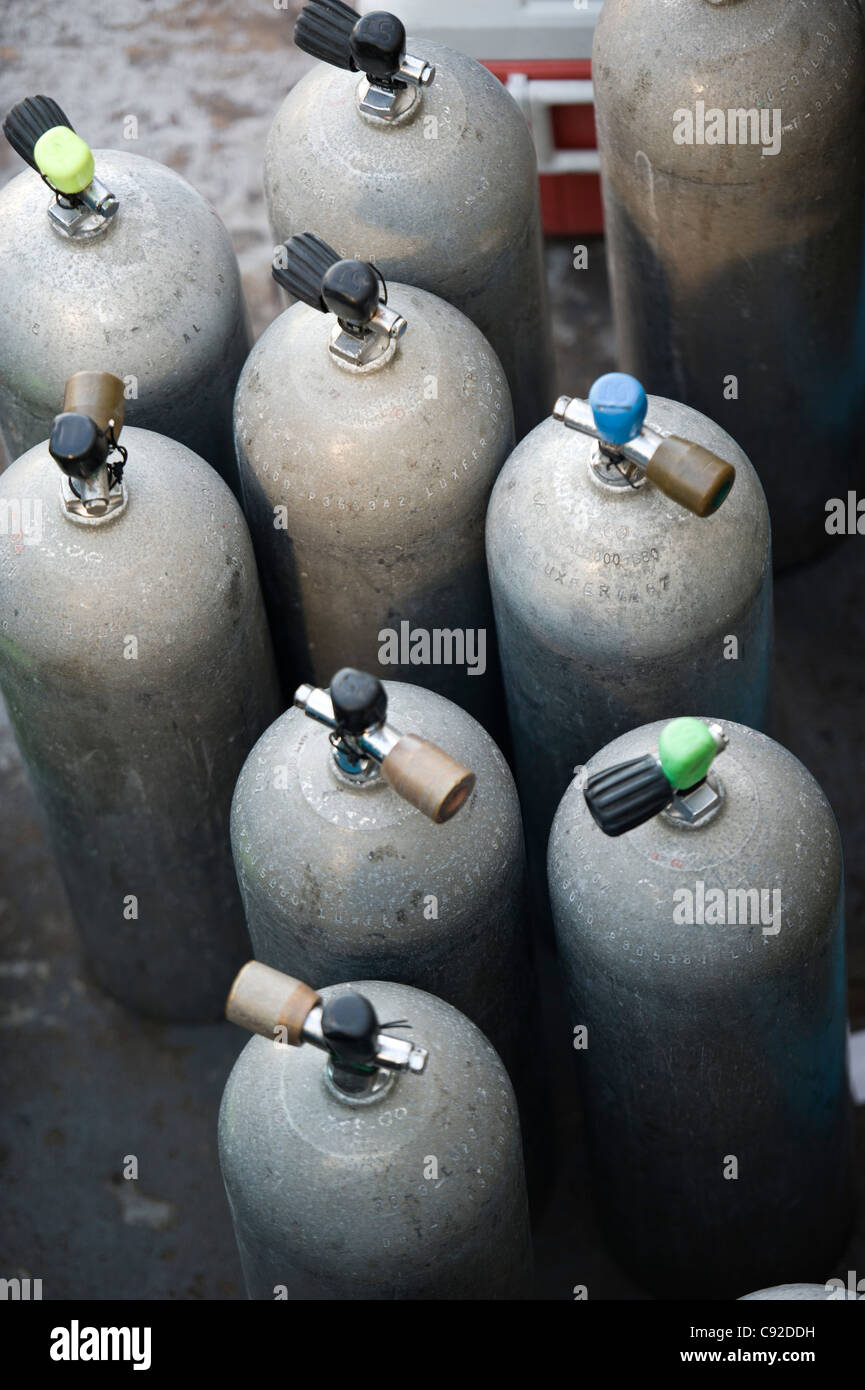 High angle view of air tanks santa cruz island hi-res stock photography ...
