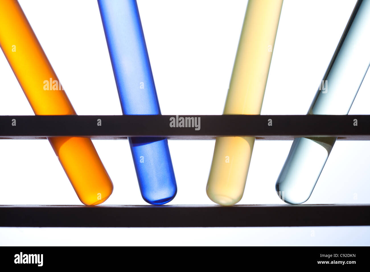 Chemicals fill in test tube in a row Stock Photo - Alamy