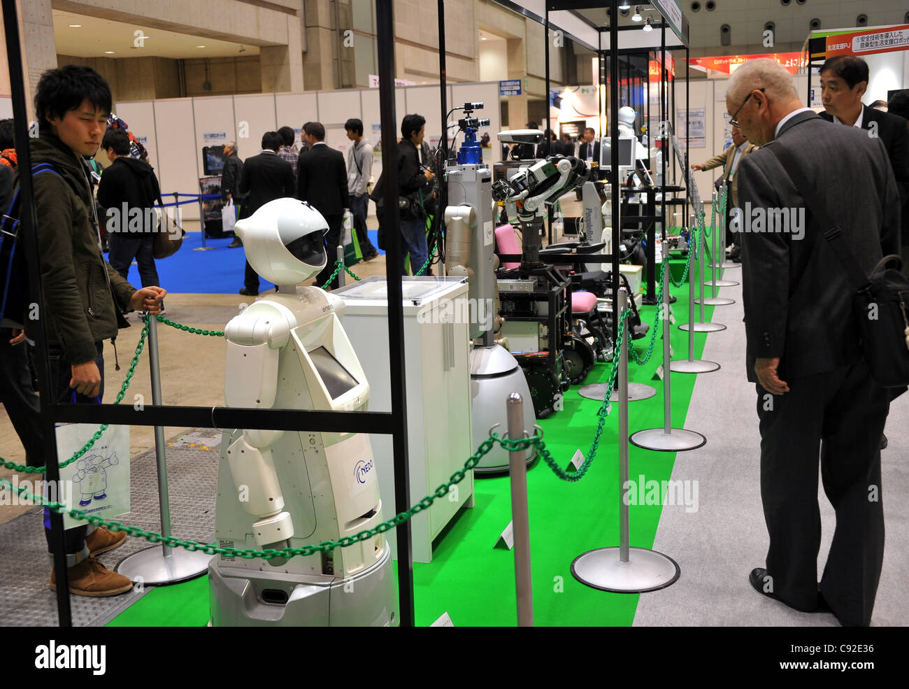 November 9, 2011, Tokyo, Japan. Visitors view robots on display in the ...