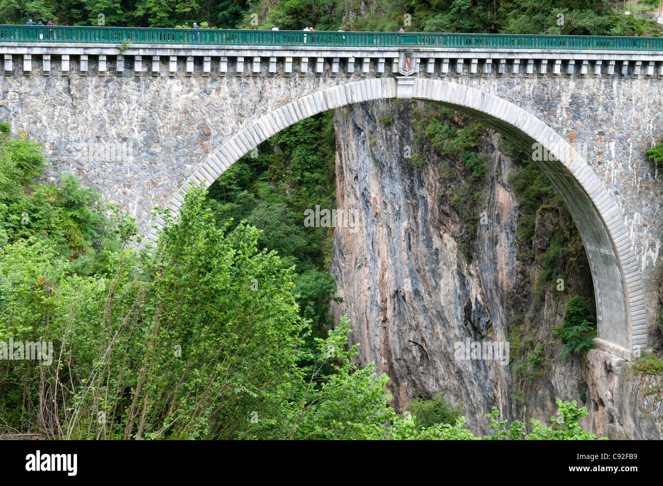 The historic Pont de Napoleon near Luz Saint Sauveur is a bungee ...