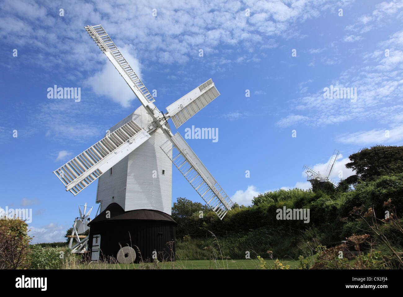 There are several historic windmills on the Sussex Downs Stock Photo ...