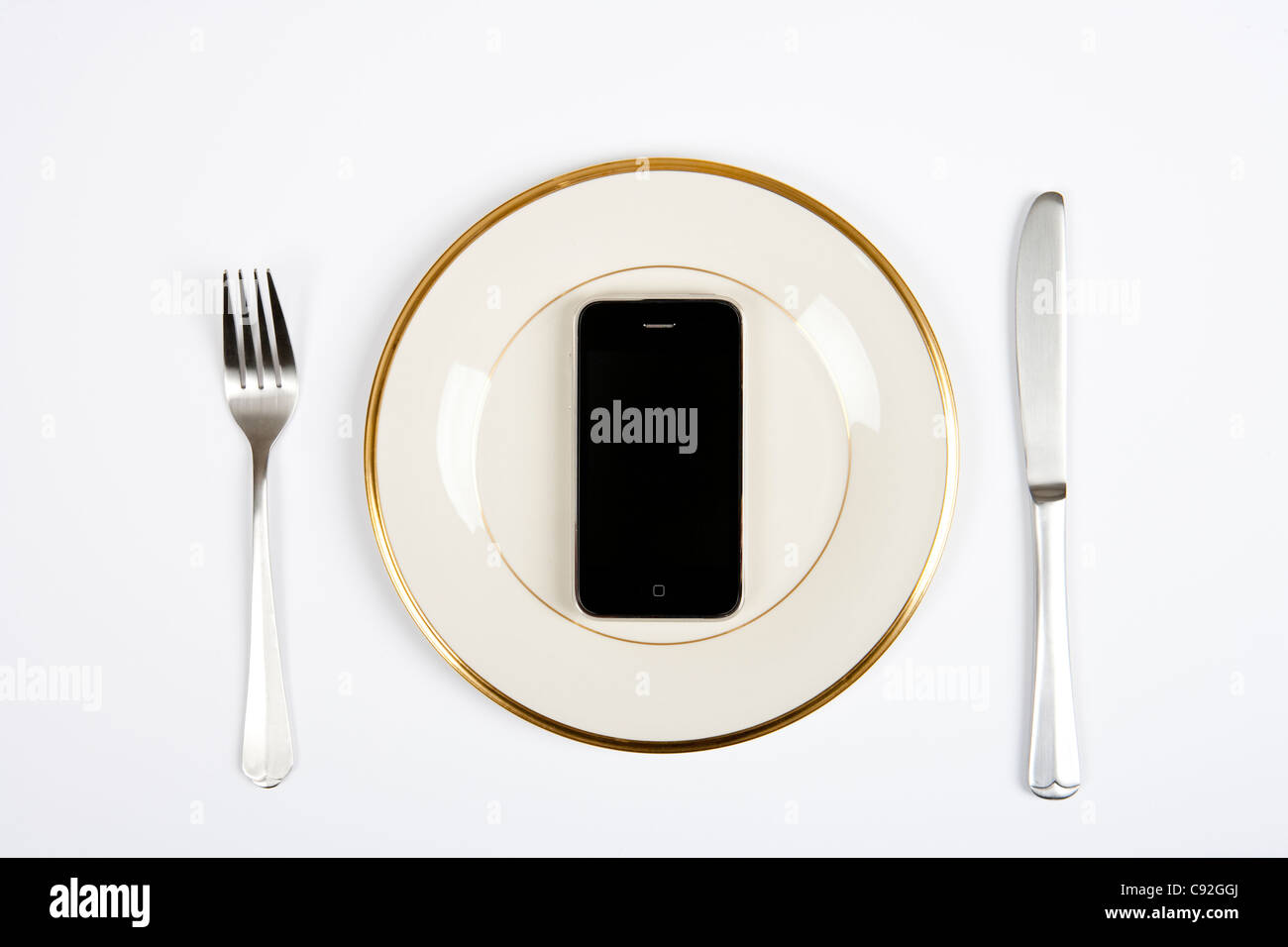 Fork knife plate smart phone hi-res stock photography and images - Alamy