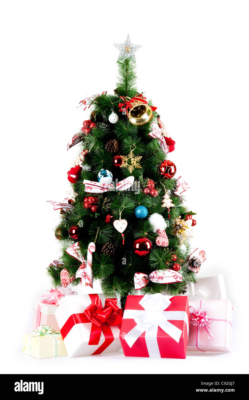 Christmas tree with gift boxes Stock Photo - Alamy