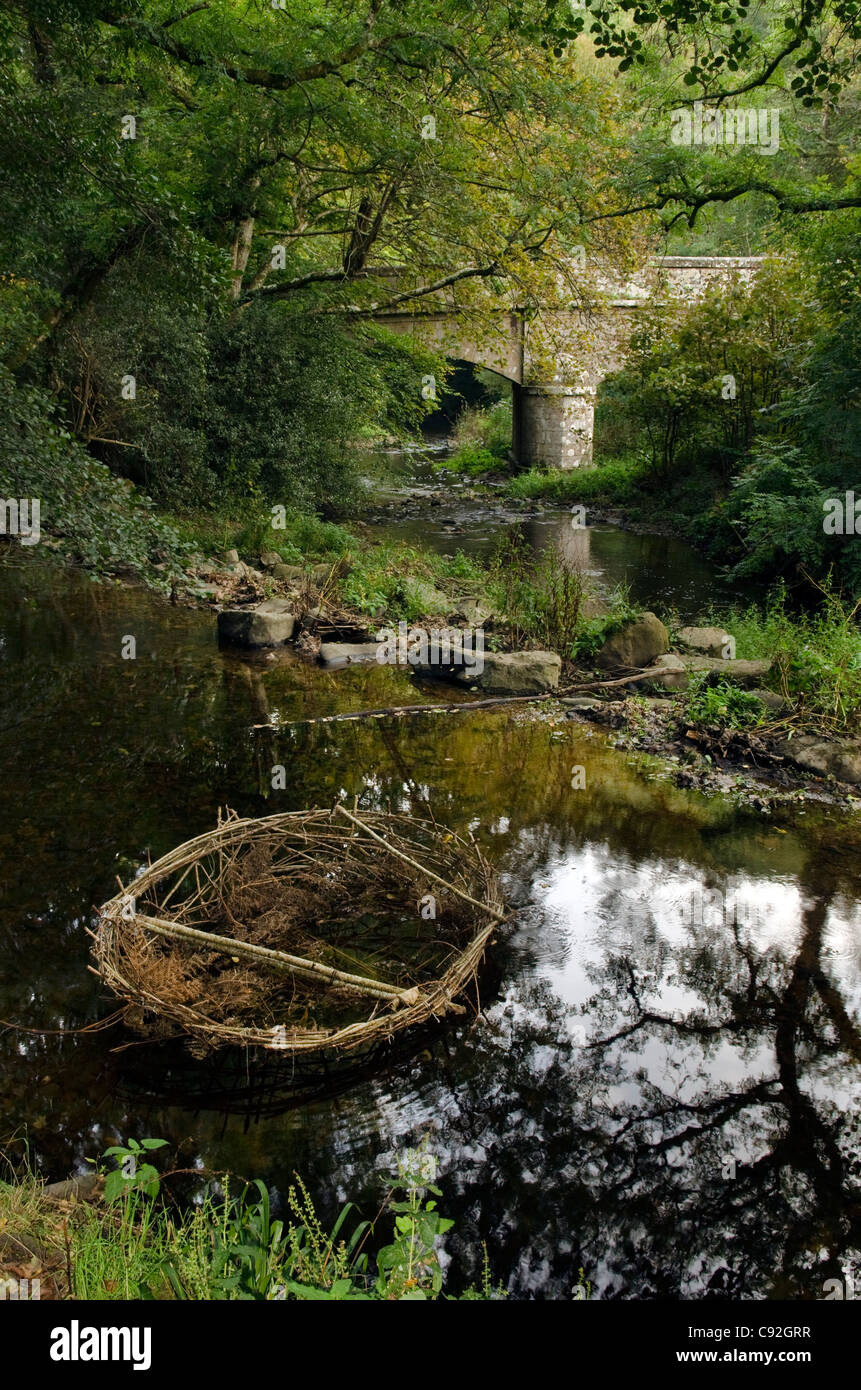 An old broken coracle on the banks of the River Teign Dunsford Nature ...