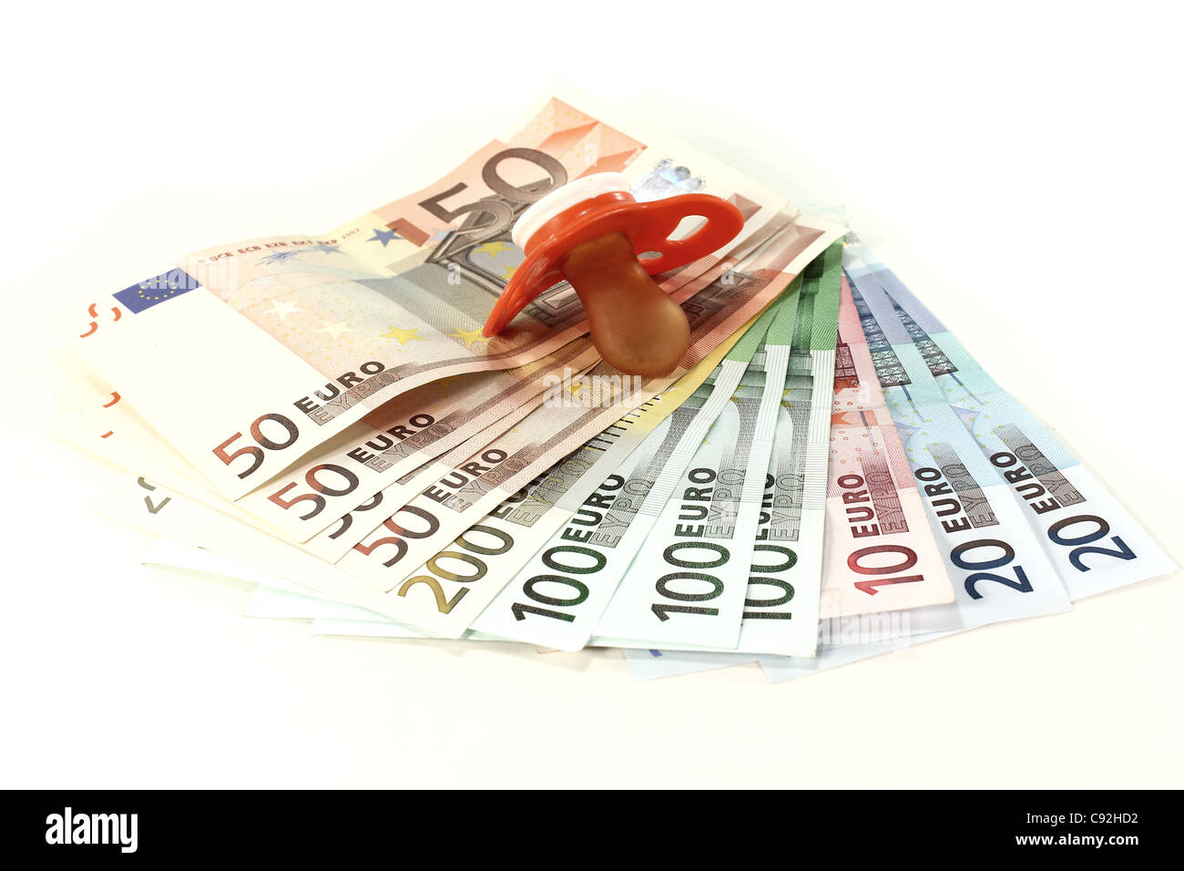 many colorful euro notes on a stack with teat Stock Photo - Alamy