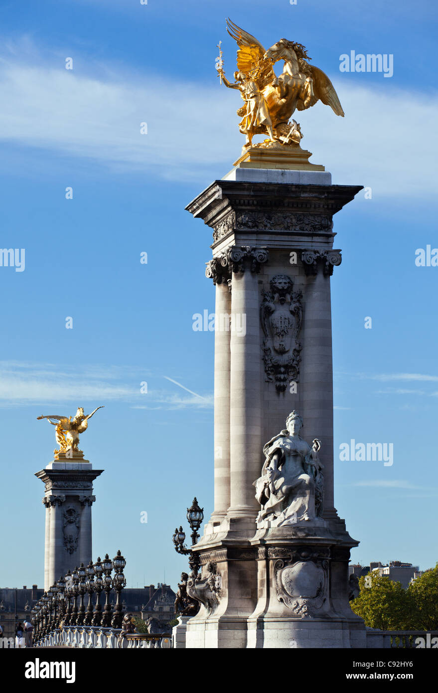 Gold statues paris france day hi-res stock photography and images - Alamy