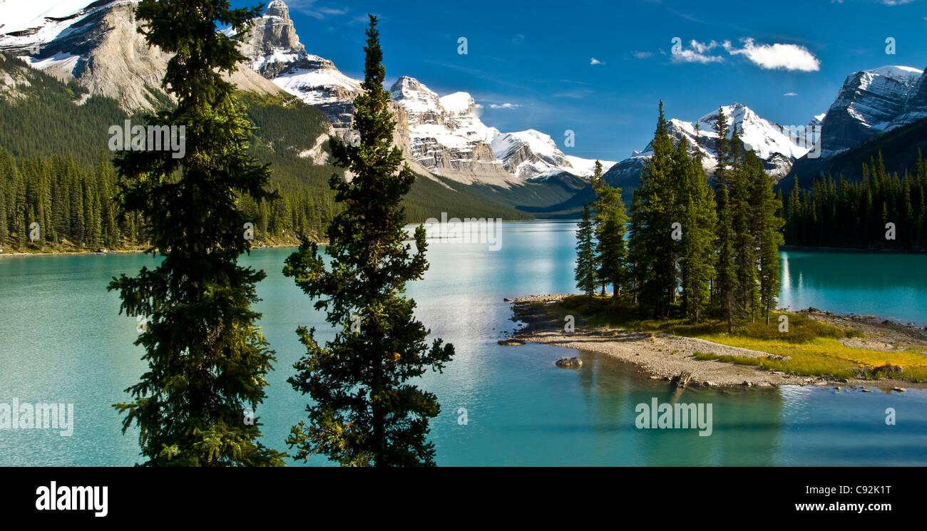 Canadian Rockies - Spirit Island in Jasper National Park Canada Stock ...