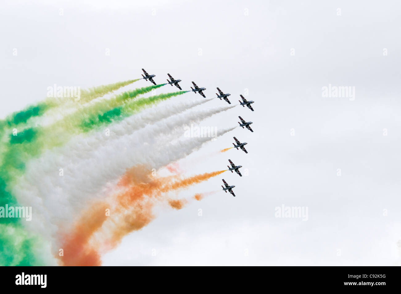 Flying Display by Il Frecce Tricolori. Aemacchi MB339A of Italian Air ...