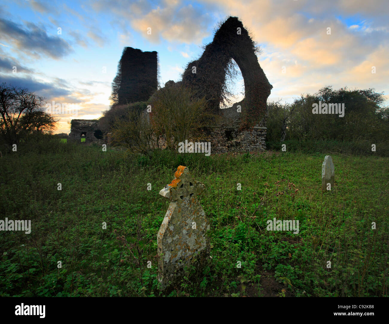 The ruins of St Felix church at Babingley in Norfolk, England, UK Stock ...