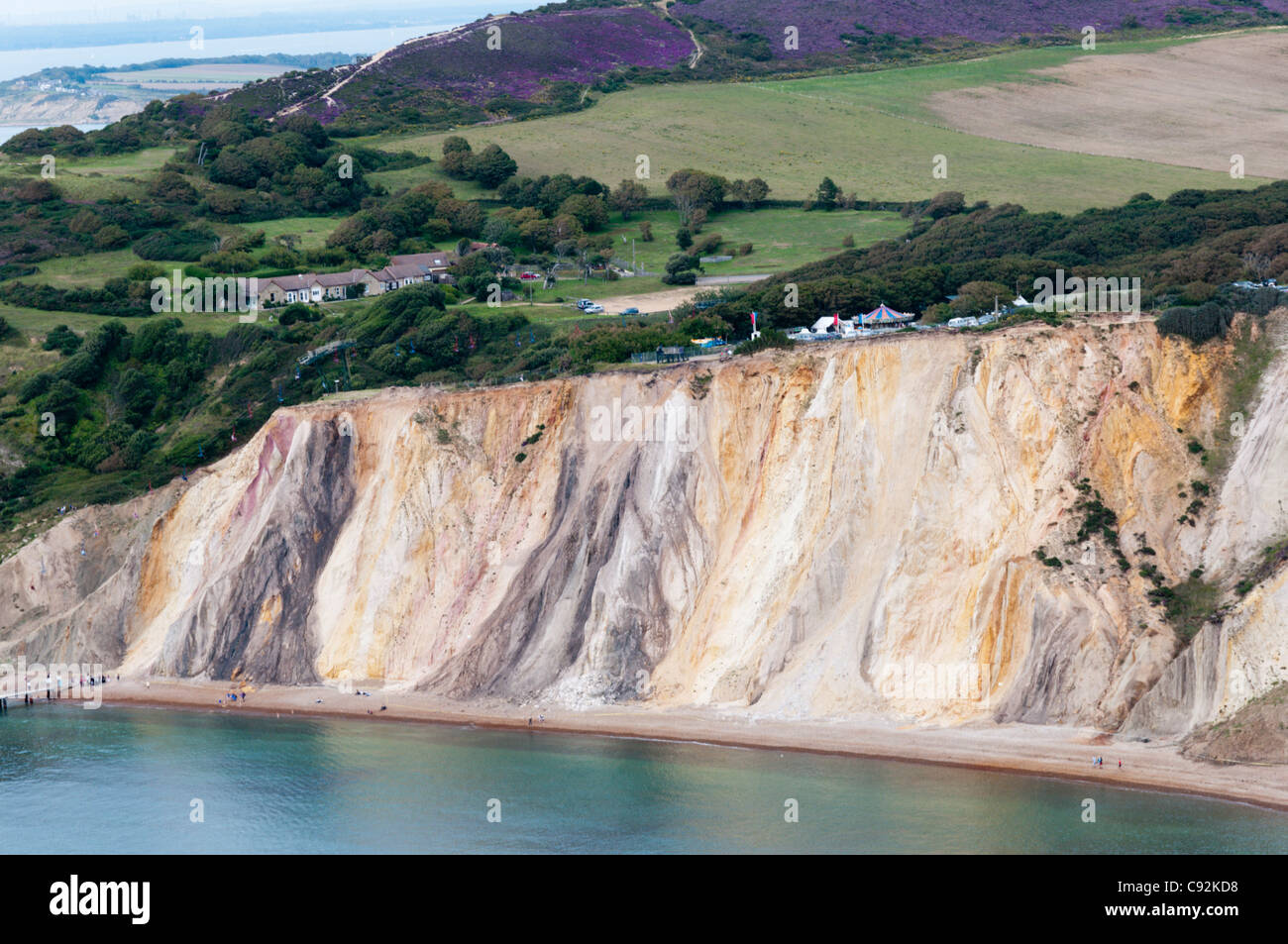 The cliffs at Alum Bay on the Isle of Wight are on the relay route for ...
