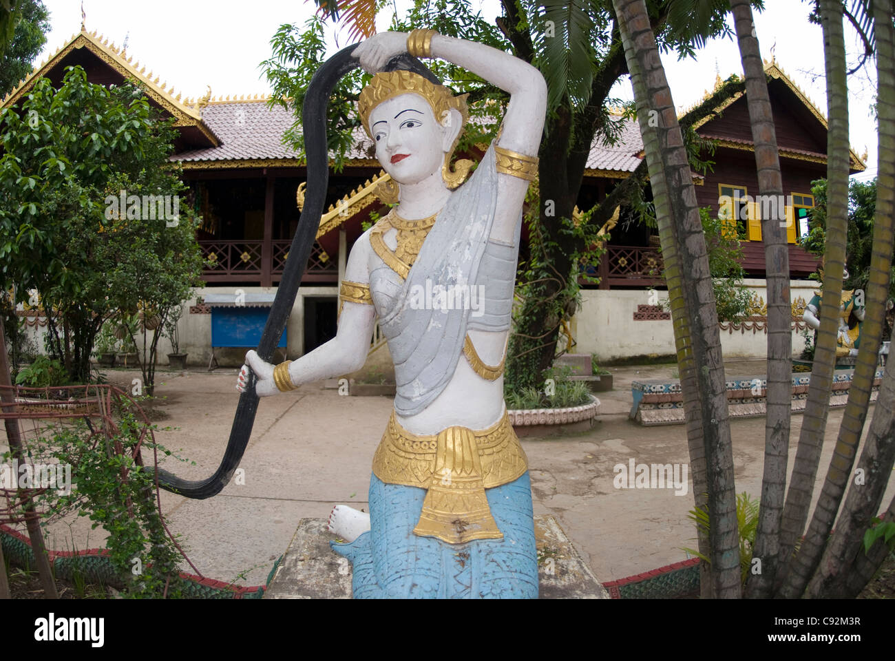 Statue of Phra Mae Thorani, Earth goddess, Protector of Buddha, Wat Si ...