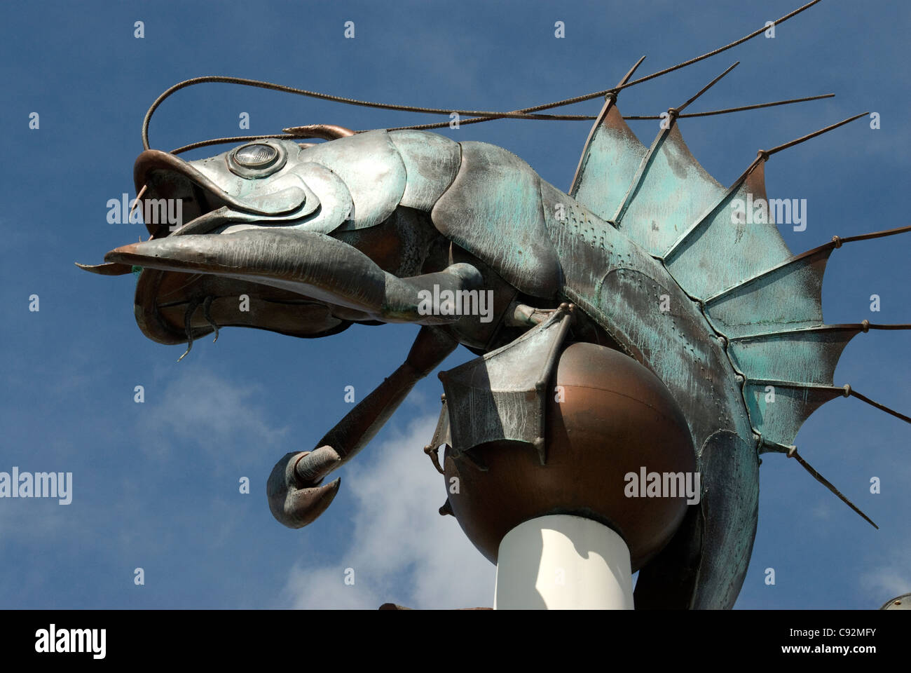 There is a statue referred to locally as The Prawn at the mouth of ...